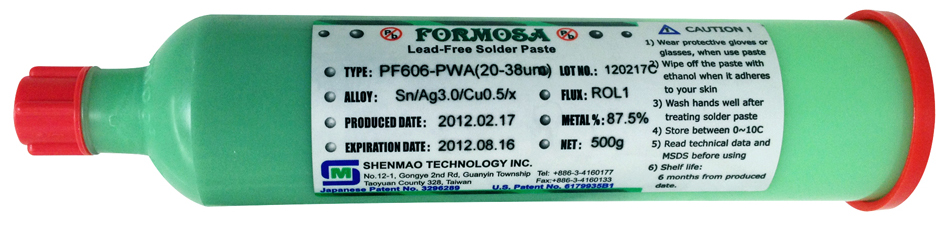 Shenmao PF606-PWA-T3T Lead-Free Water-Soluble Solder Paste 600g Tube